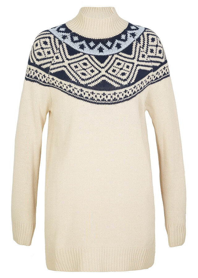 Sweter w norweski wzór, z rozcięciami po bokach • cena 59,99 zł • sklep ...
