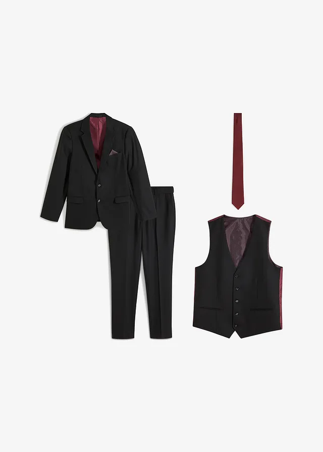 Garnitur Slim Fit (kompl. 4-częściowy): marynarka, spodnie, kamizelka ...