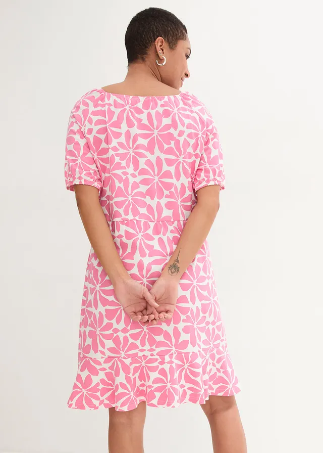 Džersejové šaty z bavlny so štvorcovým výstrihom, dĺžka po kolená ...