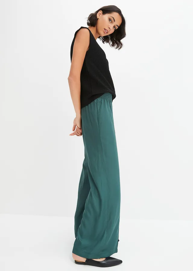 Belebújós nadrág puha viszkóz-krepp anyagból matt zöld • ár 9799 Ft ...