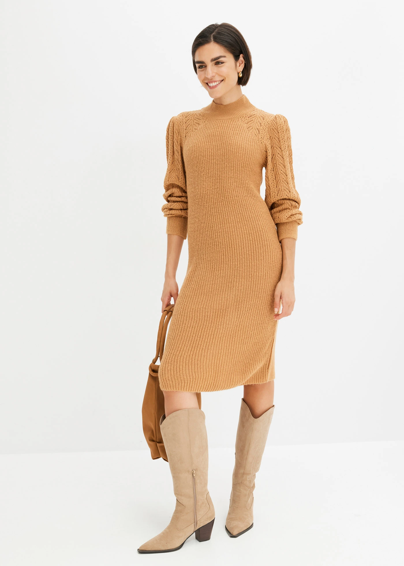 Rochie tricotată bej crem • preţ 179,90 lei • magazin bonprix