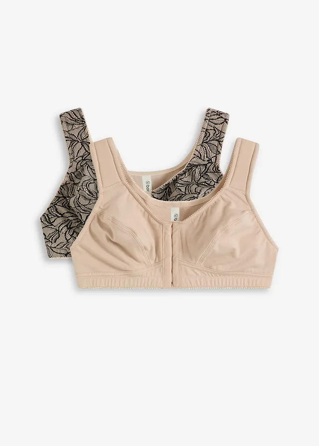 Bh zonder beugels met voorsluiting (set van 2) zwart gedessineerd ...